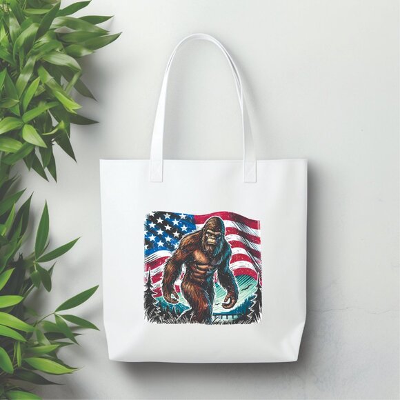 Handmade | Bags | Patriotic Bigfoot With American Flag Polyester Tote ...